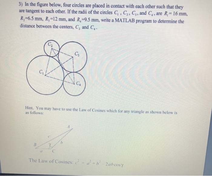 Solved 3) In the figure below, four circles are placed in | Chegg.com
