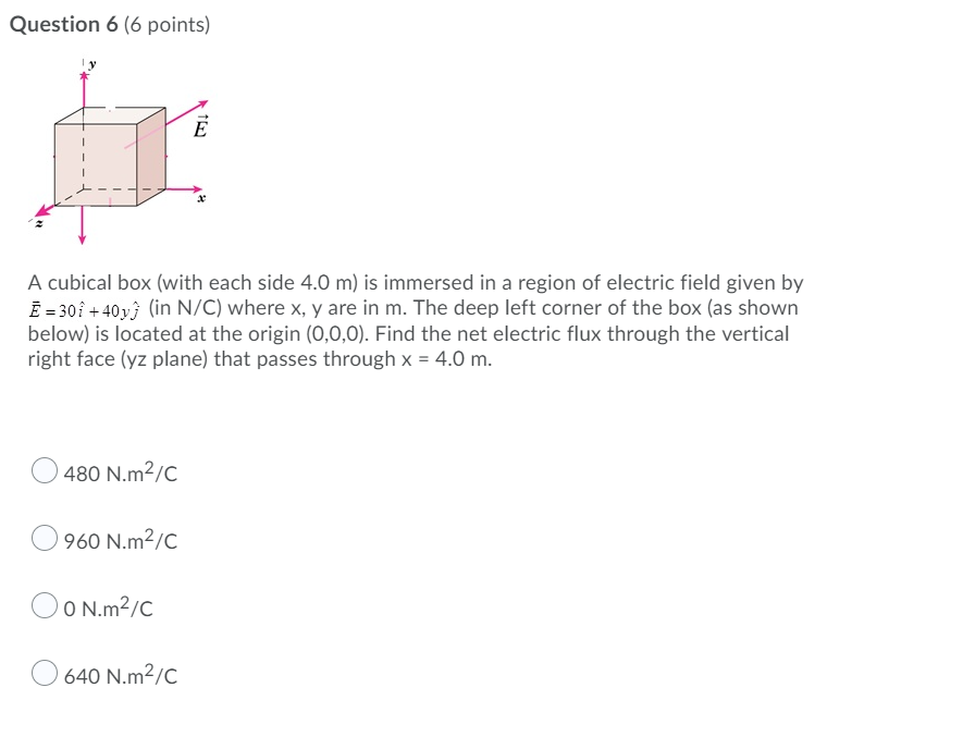 Solved A cubical box (with each side 4.0 m) is immersed in a | Chegg.com