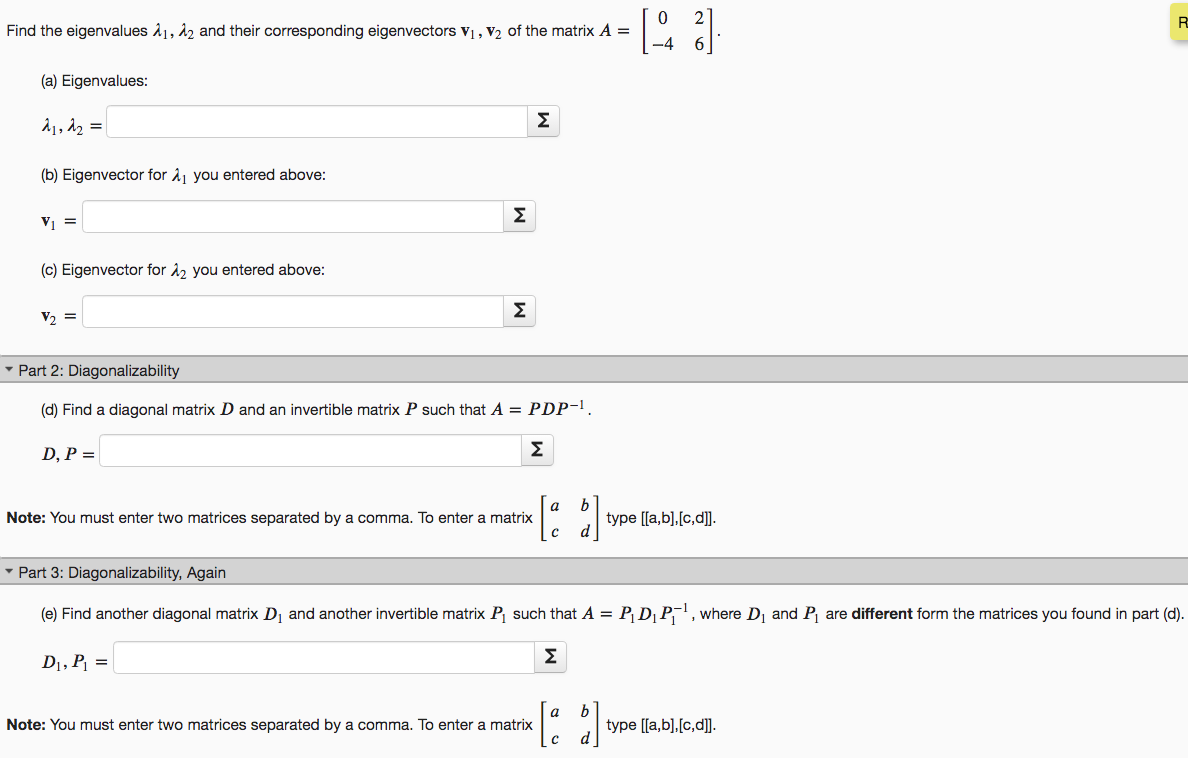 Solved 0 Find the eigenvalues A1, A2 and their corresponding | Chegg.com