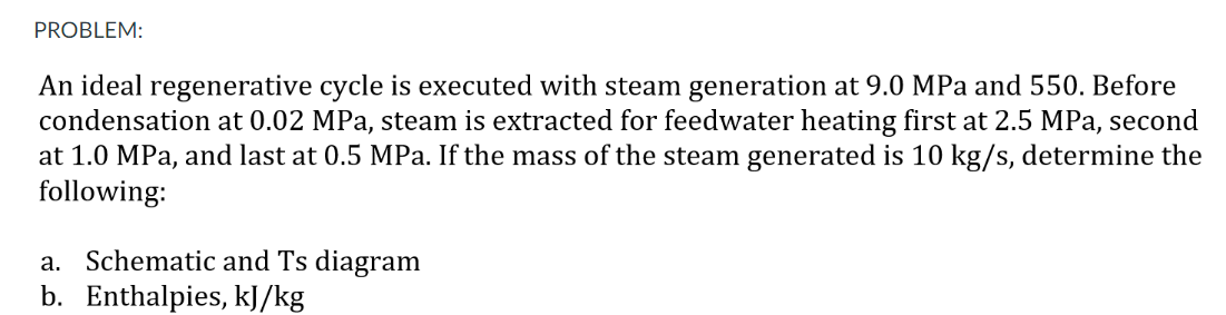 Solved PROBLEM: An ideal regenerative cycle is executed with | Chegg.com