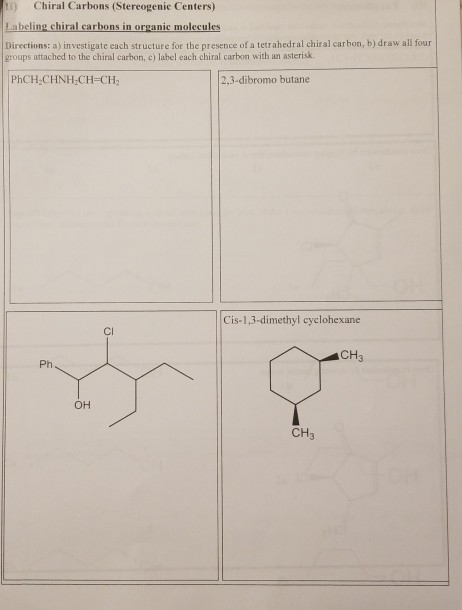 Solved Chiral Carbons (Stereogenic Centers) Labeling chiral | Chegg.com