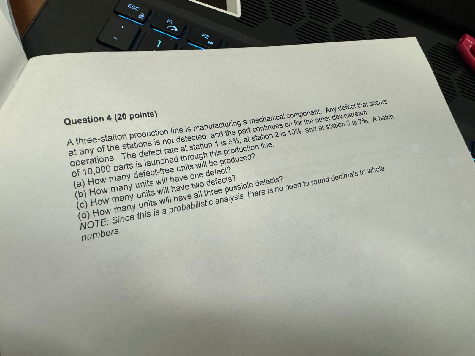 Solved Question 4 (20 ﻿points)A three-station production | Chegg.com