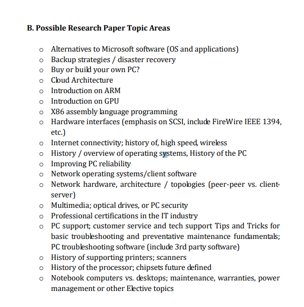 Solved Topics: See the list of suggested topic areas bebw. | Chegg.com
