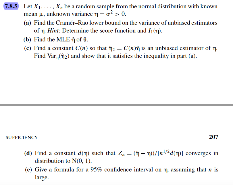 Solved Let X1, . . . , Xn be a random sample from the normal | Chegg.com