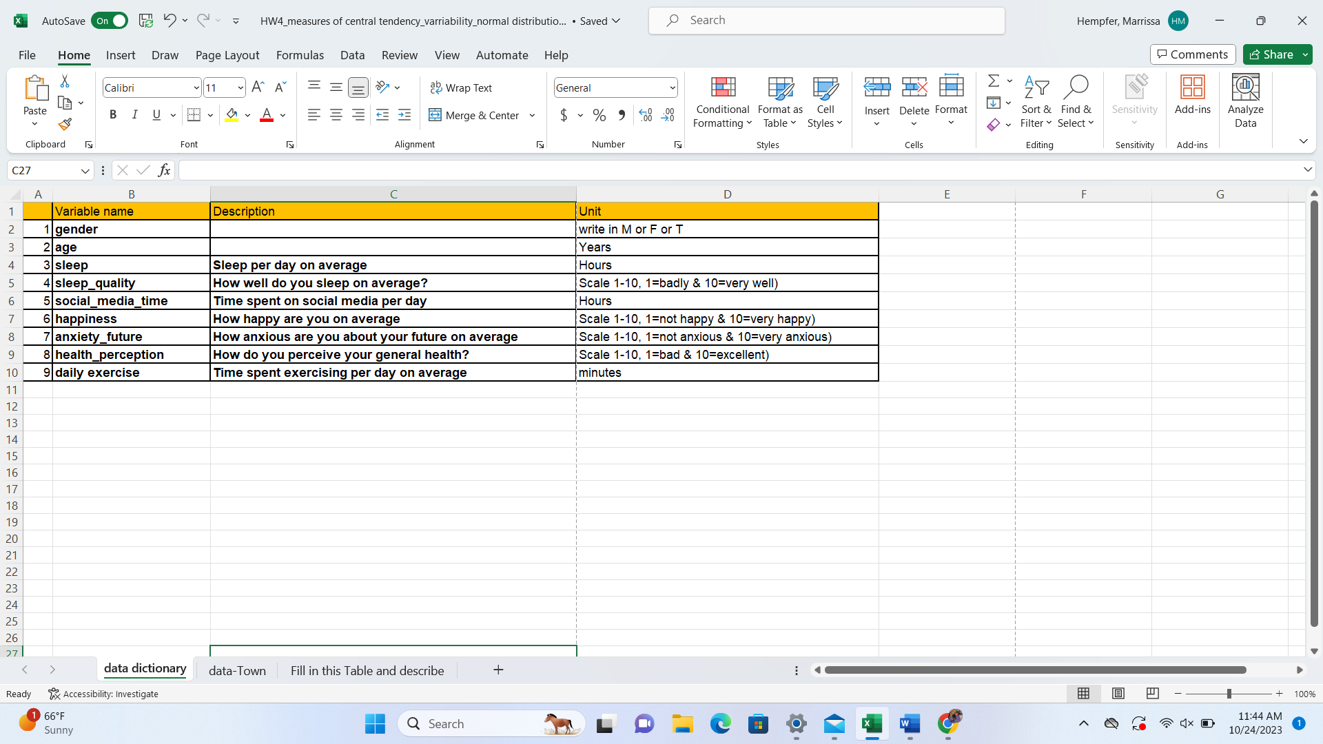 Solved ⨀ Search Hempfer, Marrissa File Home Insert Draw Page | Chegg.com