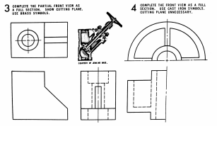 Solved 3. Complete the partial front view as a full section. | Chegg.com