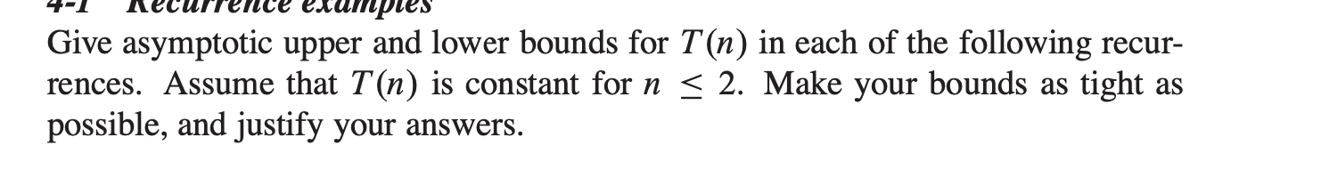 Solved Examples Give Asymptotic Upper And Lower Bounds For