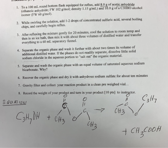 Solved 1. To a 100 mL round bottom flask equipped for | Chegg.com