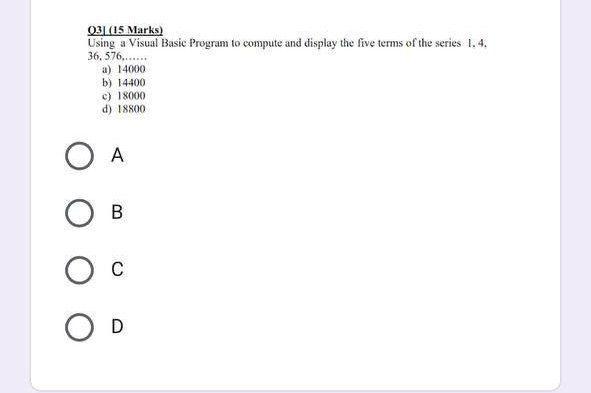 Solved 03 (15 Marks) Using a Visual Basic Program to compute | Chegg.com