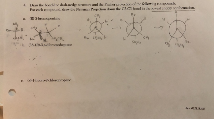 Solved 4. Draw the bond-line dash-wedge structure and the | Chegg.com