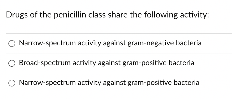 Solved Drugs of the penicillin class share the following | Chegg.com