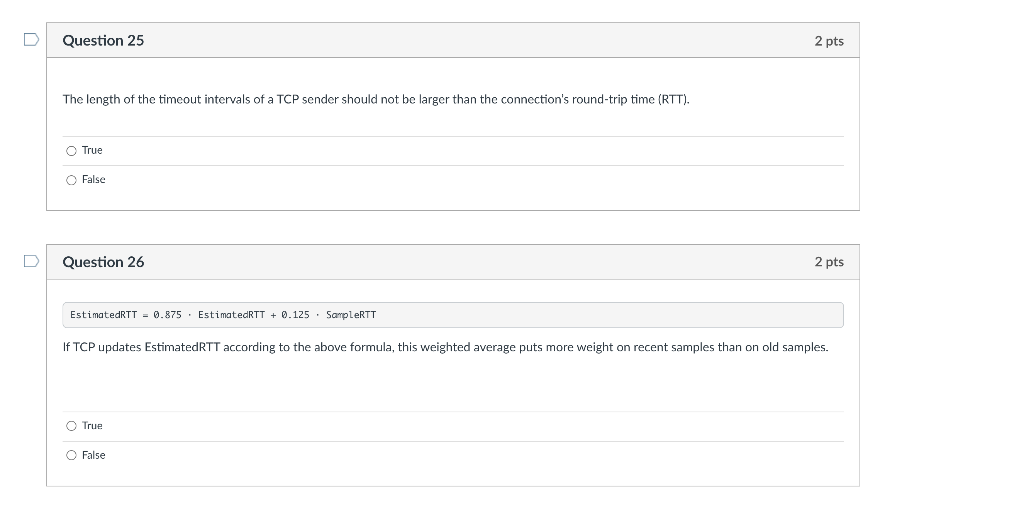 Solved D Question 25 2 pts The length of the timeout | Chegg.com