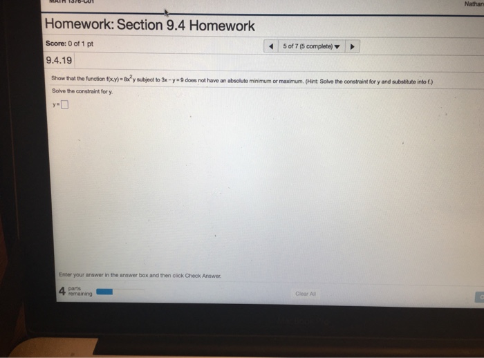 Solved Nathan Homework Section 9 4 Homework Score 0 Of 1