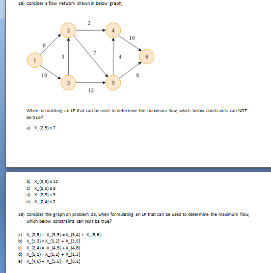 Solved 2B) ﻿Consider a flow network drawn in below | Chegg.com