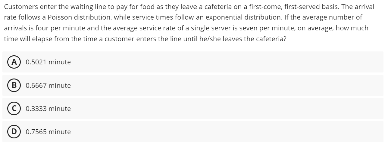 Solved Customers enter the waiting line to pay for food as | Chegg.com