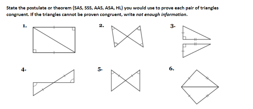 Solved State The Postulate Or Theorem Sas Sss Aas Asa