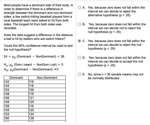 Solved O Most people have a dominant side of their body. In | Chegg.com