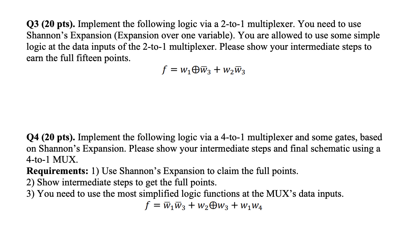 Q3 (20 pts). Implement the following logic via a | Chegg.com
