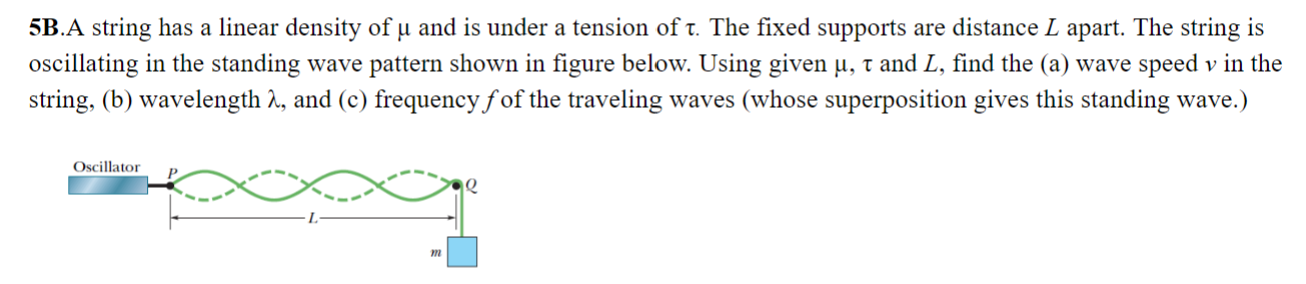 Solved 5B.A string has a linear density of u and is under a | Chegg.com