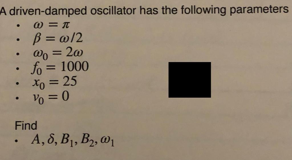 Solved A driven-damped oscillator has the following | Chegg.com