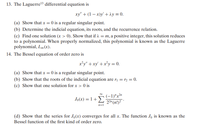 Solved 13. The Laguerre 13 differential equation is | Chegg.com