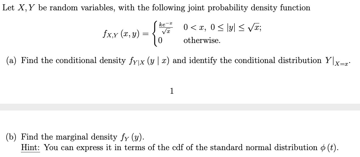 Solved Let X, Y be random variables, with the following | Chegg.com