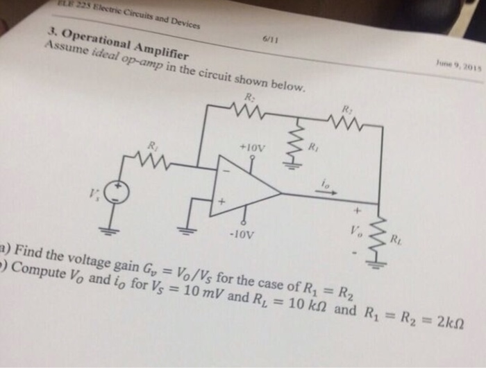 Solved Assume ideal op-amp in the circuit shown below. a) | Chegg.com