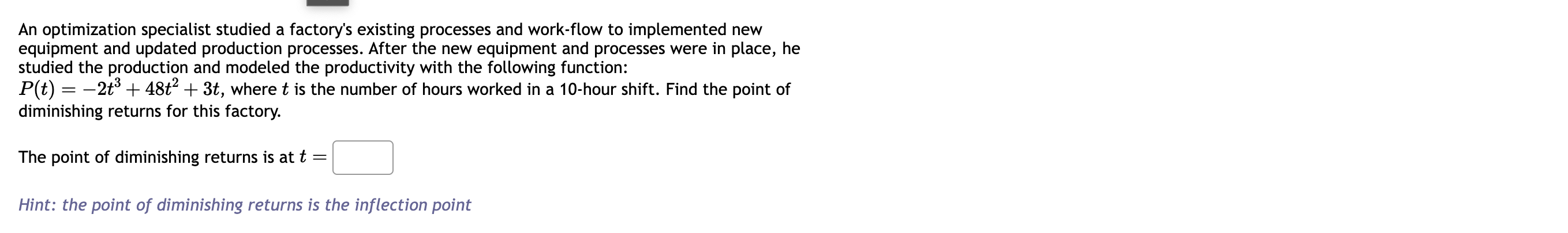Solved An optimization specialist studied a factory's | Chegg.com