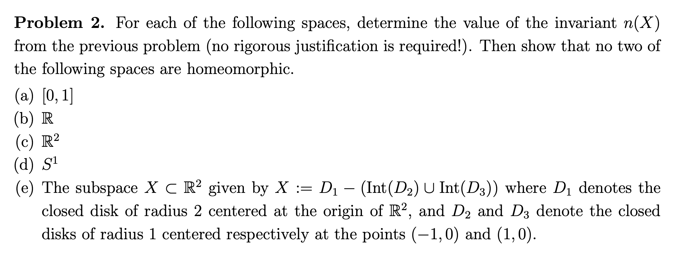 Problem 2. For each of the following spaces, | Chegg.com