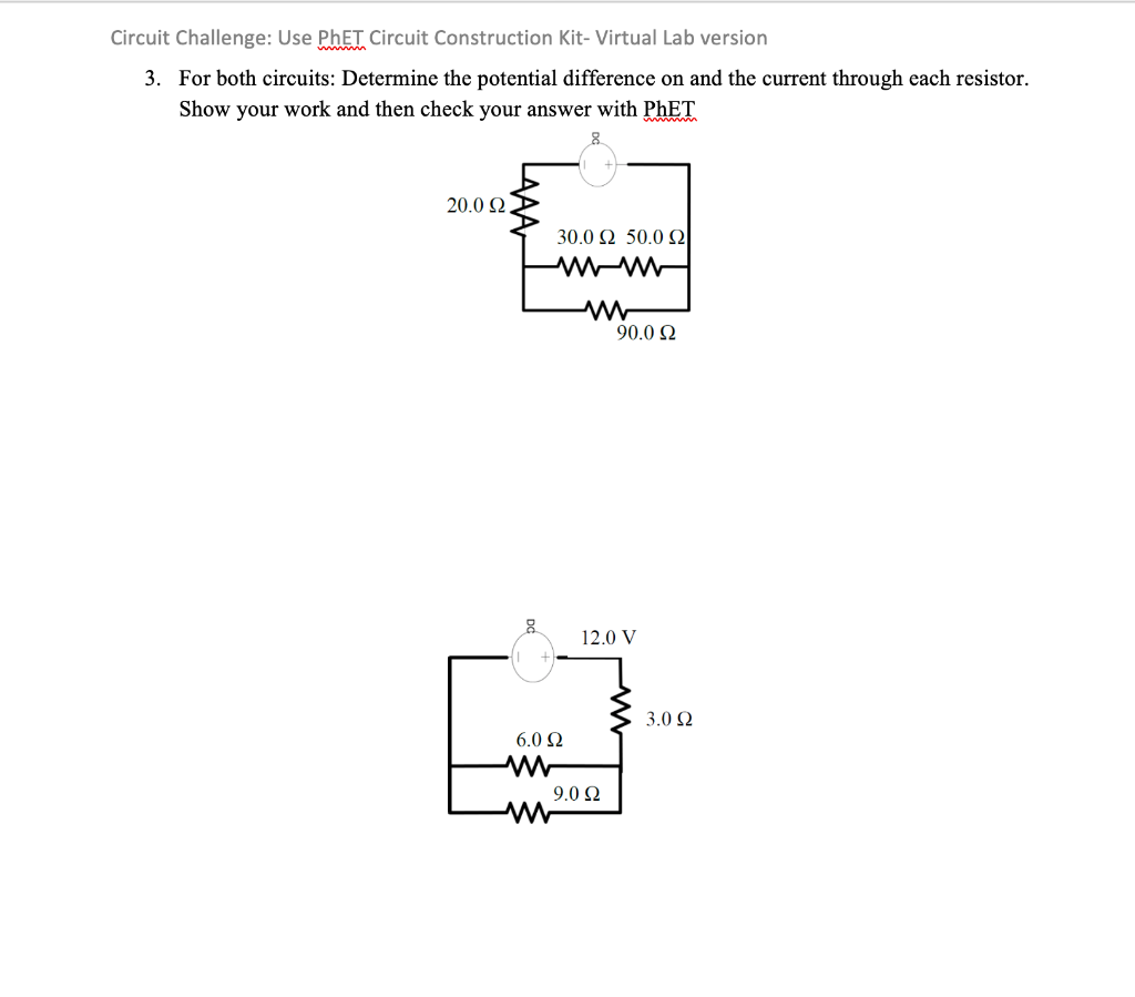Solved Circuit Challenge: Use PhET Circuit Construction Kit- | Chegg.com
