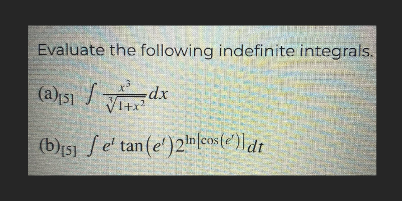 Solved Evaluate the following indefinite integrals. (a) | Chegg.com