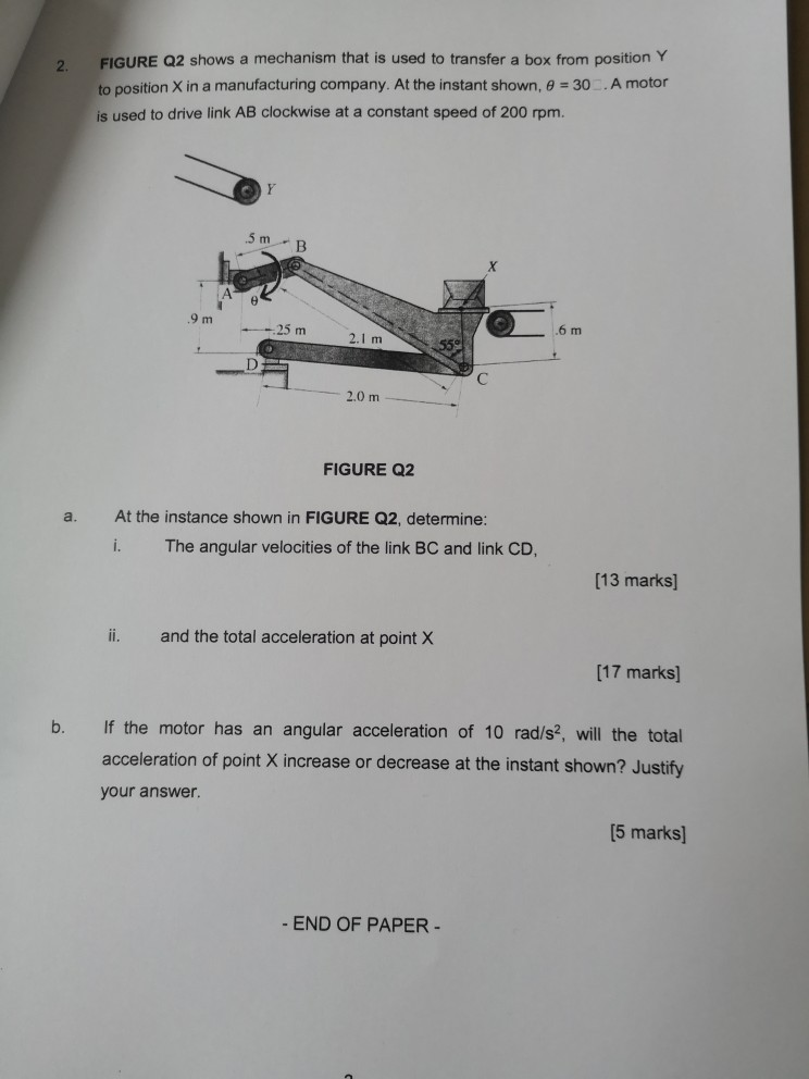 FIGURE Q2 shows a mechanism that is used to transfer | Chegg.com