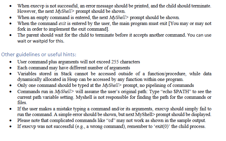 Solved For this work, you will implement your own shell that | Chegg.com