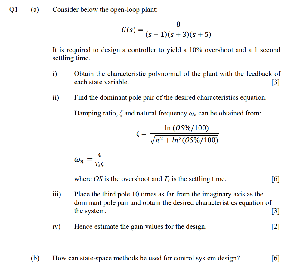 Solved (a) Consider below the open-loop plant: | Chegg.com