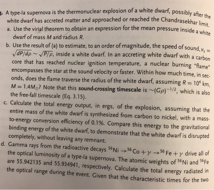 Solved ear explosion of a white dwarf, possibly after th A | Chegg.com
