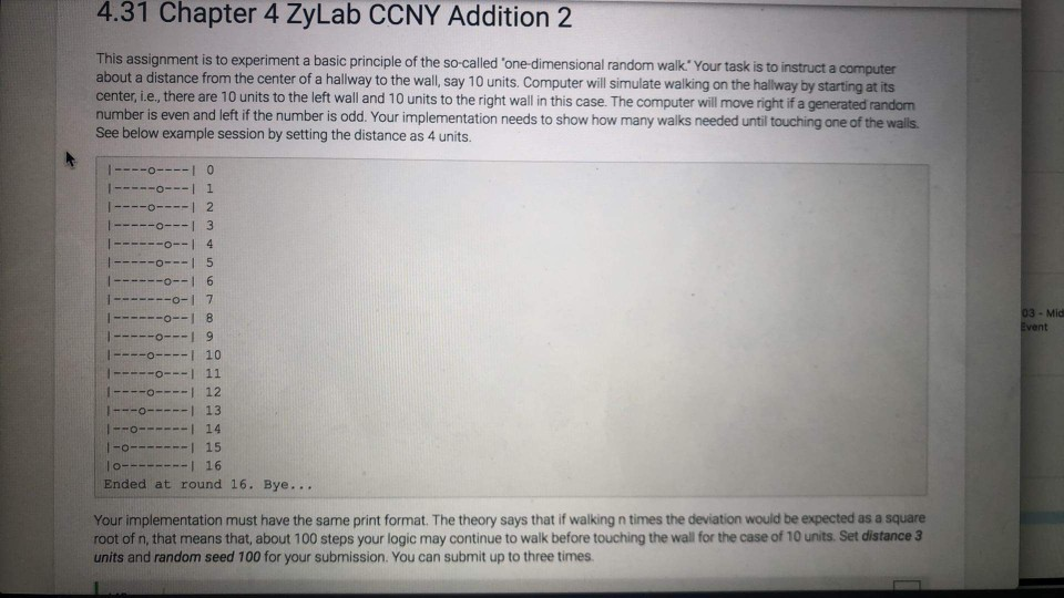Solved 4.31 Chapter 4 ZyLab CCNY Addition 2 This assignment | Chegg.com