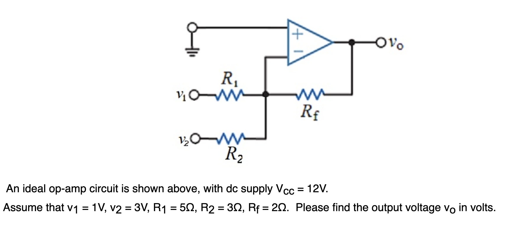 Solved An ideal op-amp circuit is shown above, with dc | Chegg.com