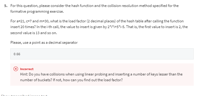 Solved 5. For this question, please consider the hash | Chegg.com
