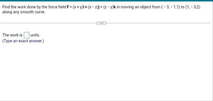 Solved Find the work done by the force field | Chegg.com
