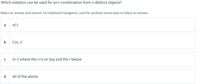 Solved Which notation can be used for an r-combination from | Chegg.com