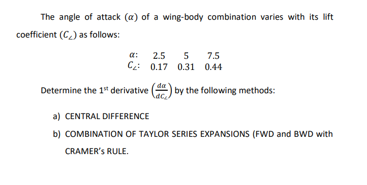 The angle of attack (a) of a wing-body combination | Chegg.com
