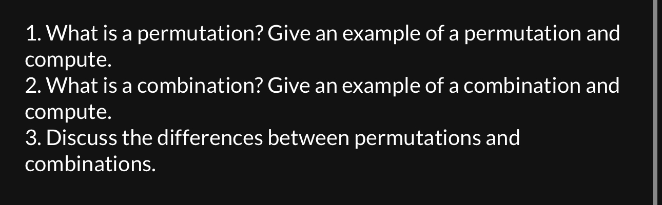 Solved What is a permutation? Give an example of a | Chegg.com