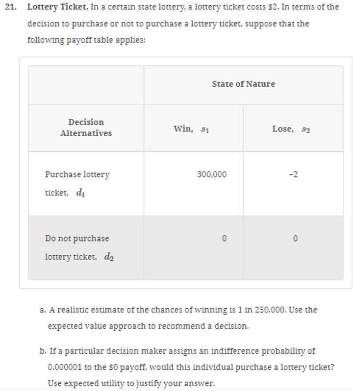 Lottery Ticket. In a certain state lottery, a lottery | Chegg.com