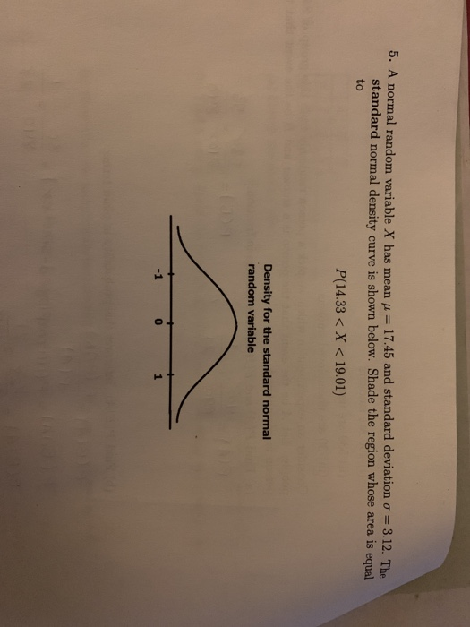 Solved 5. A normal random variable X has mean 11 17.45 and | Chegg.com
