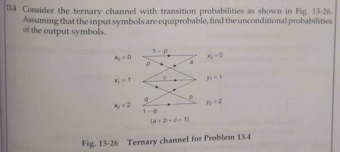 Solved 13.4 Consider the ternary channel with transition | Chegg.com