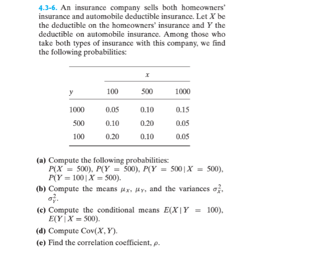 Solved 4.3-6. An insurance company sells both homeowners' | Chegg.com