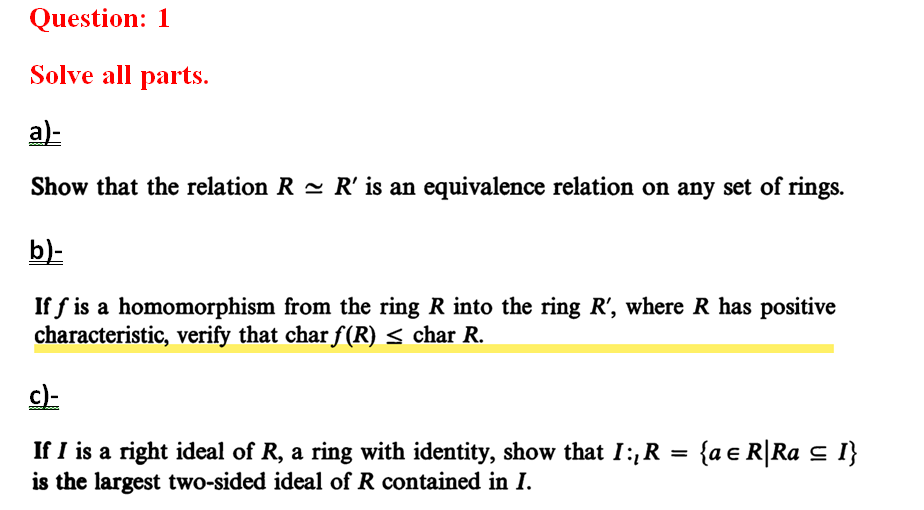 a)- Show that the relation R≃R′ is an equivalence | Chegg.com