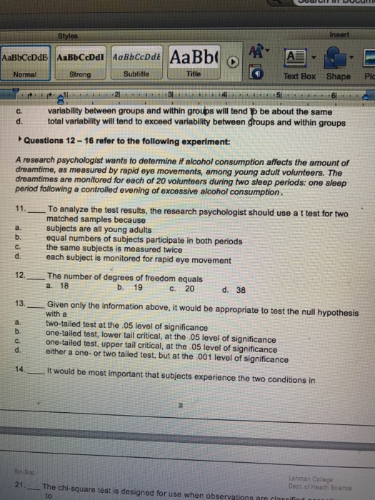 Solved AaBbCcDdE AaBbCeDdI AaBbCcDd Aa Normal Strong | Chegg.com