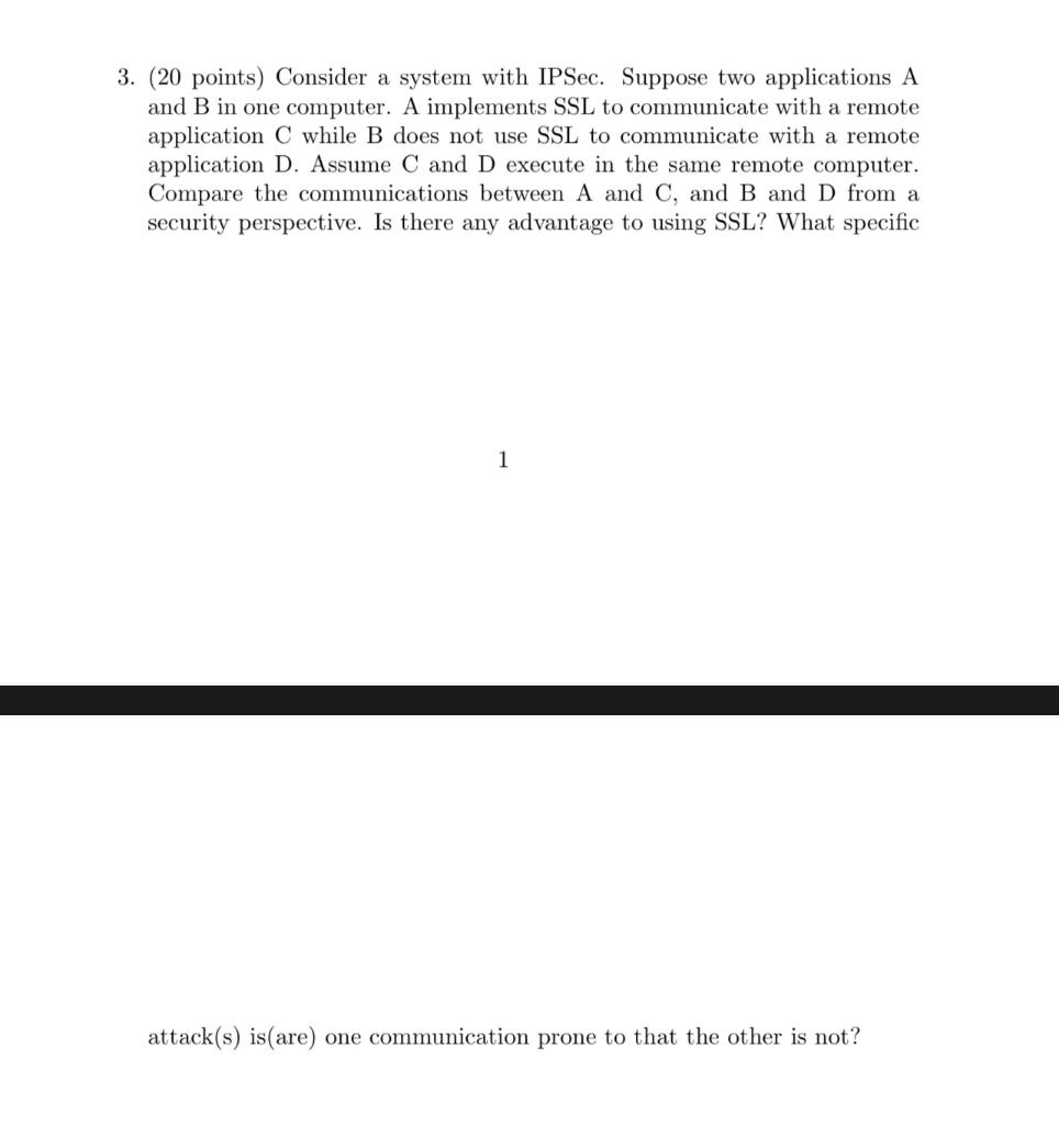 Solved 3. (20 points) Consider a system with IPSec. Suppose | Chegg.com