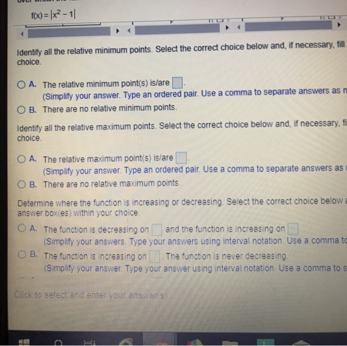 Solved fox) x2-1 Identify all the relative minimum points. | Chegg.com